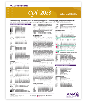 CPT 2023 Express Reference Coding Card: Behavioral Health - American ...