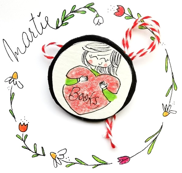 Brosa martisor mica: Inima si carti imbratisare - 020 - Libris