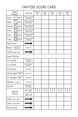 Yahtzee Score Card: Yahtzee Score Book: Keep tracking scores to have ...