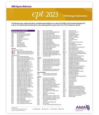 CPT 2023 Express Reference Coding Card: Pathology/Laboratory - American ...