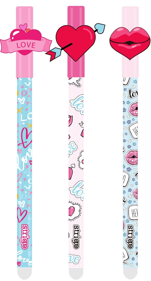 Set 3 pixuri cerneala termosensibila: Inima rosie, roz, rosie. Seria ...